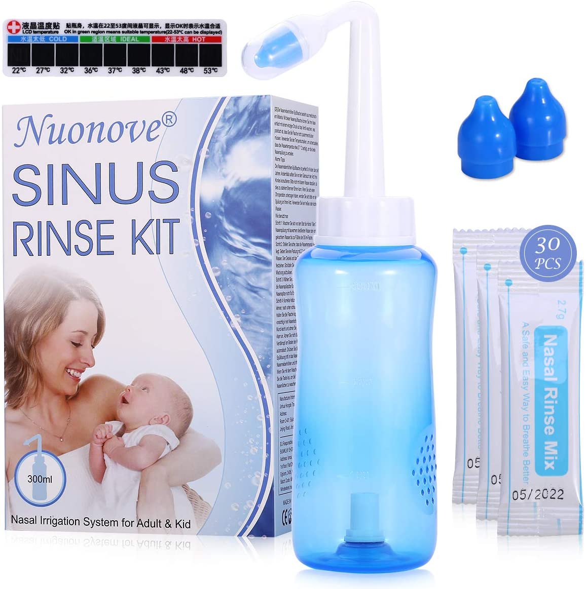 Nasal Rinse, Neti Pot, Sinus Rinse, Sinus Rinse Kit, 300ml Bottle with ...
