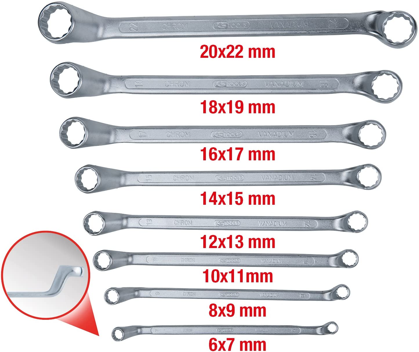 KS Tools 517.0248 CLASSIC Double ring spanner set, offset, 8 pcs 6-22mm ...