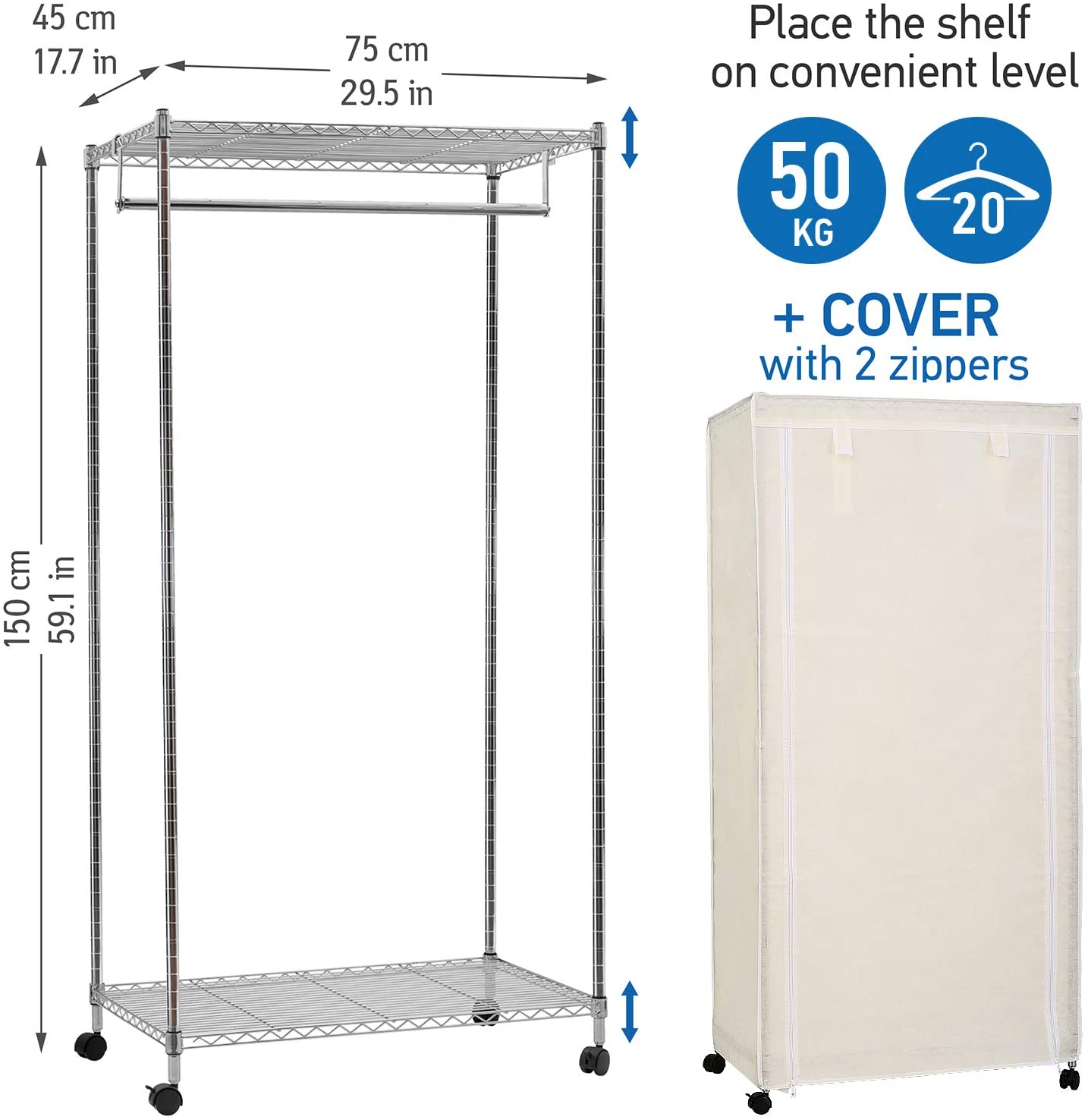 art moon Buffalo Heavy Duty Steel Wardrobe | Heavy Duty Clothes Rail ...