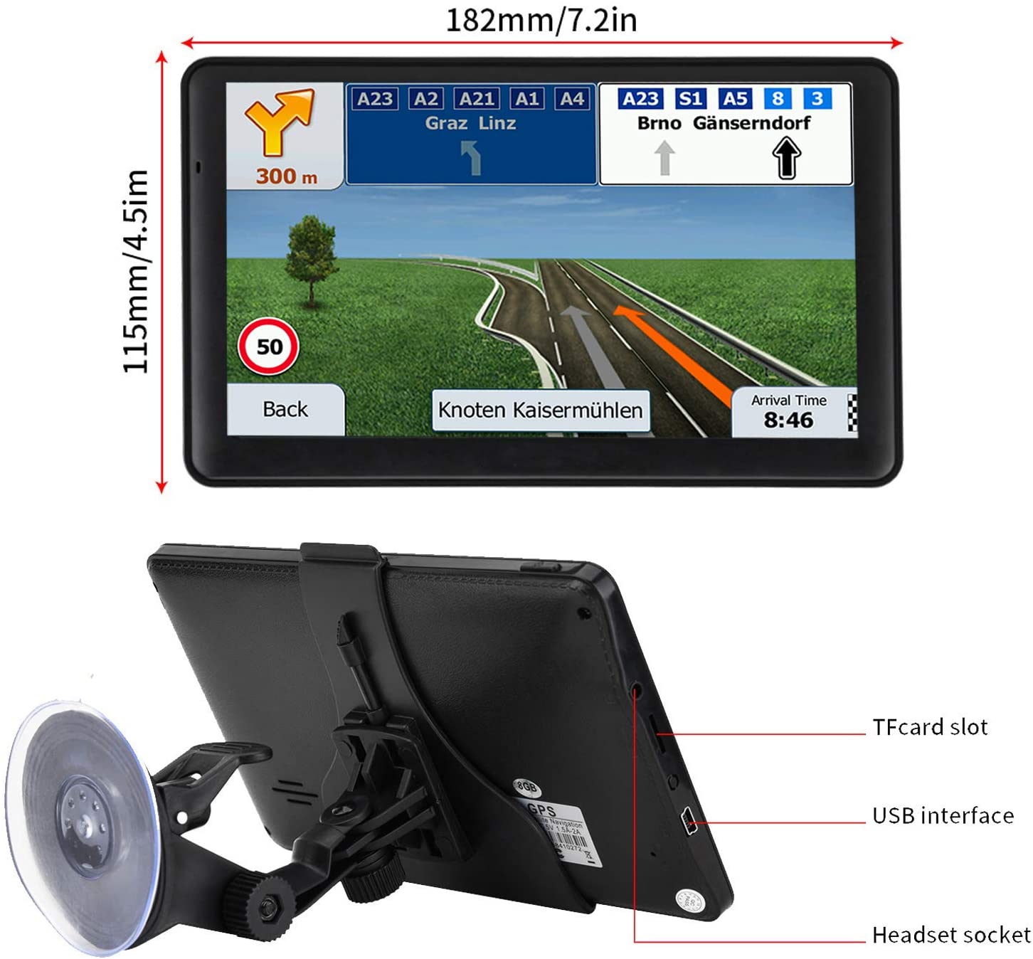 Sat Nav for Cars Truck Voice GPS Navigation Speeding Warning Traffic ...