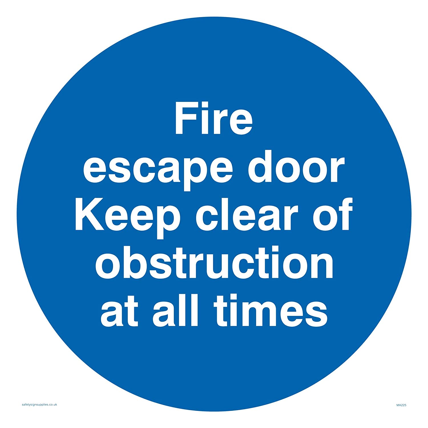 Viking Signs MA225-S40-3M”Fire Escape Door Keep Clear Of Obstruction At ...