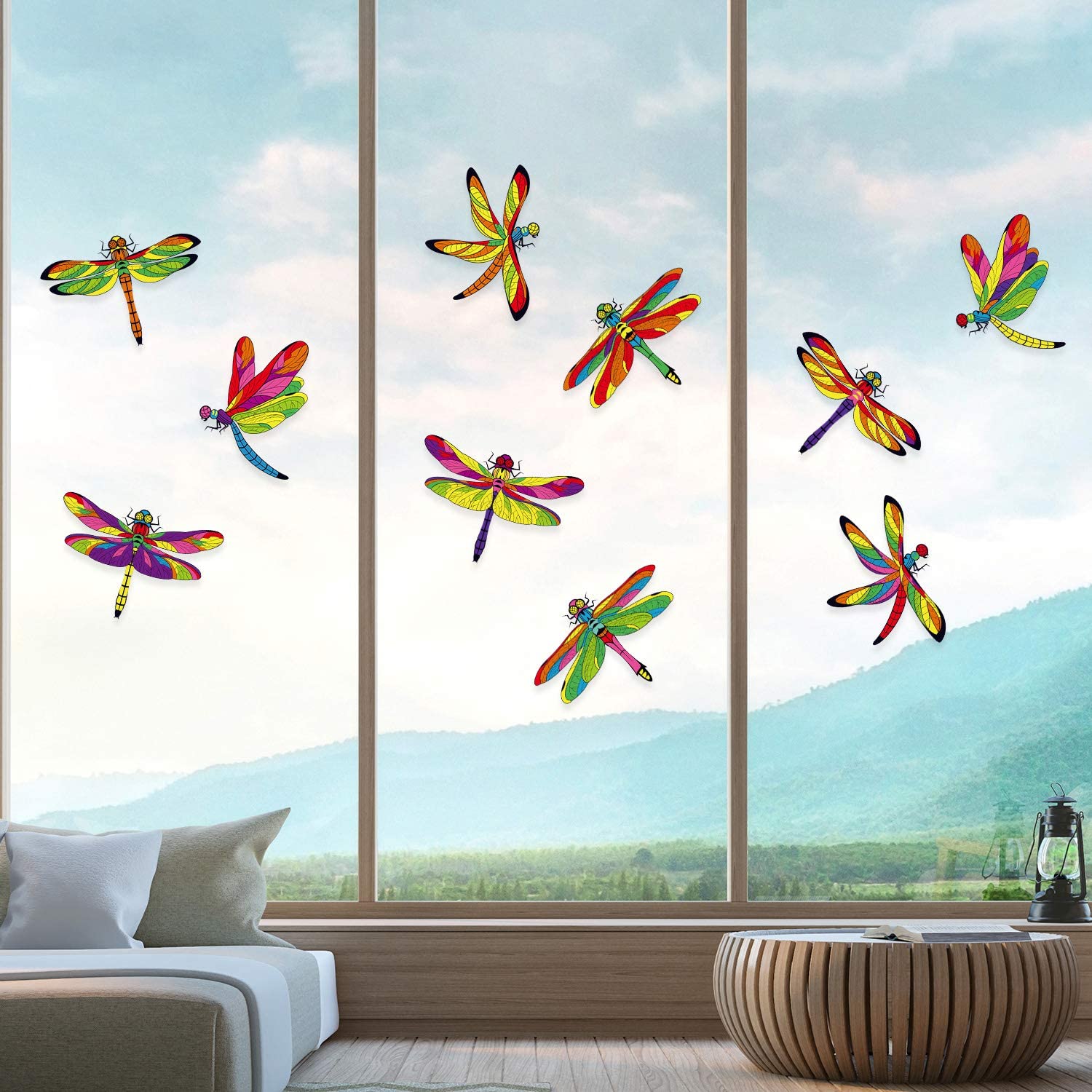 10 Pieces Large Size Dragonfly Window Clings Anti-collision Window ...