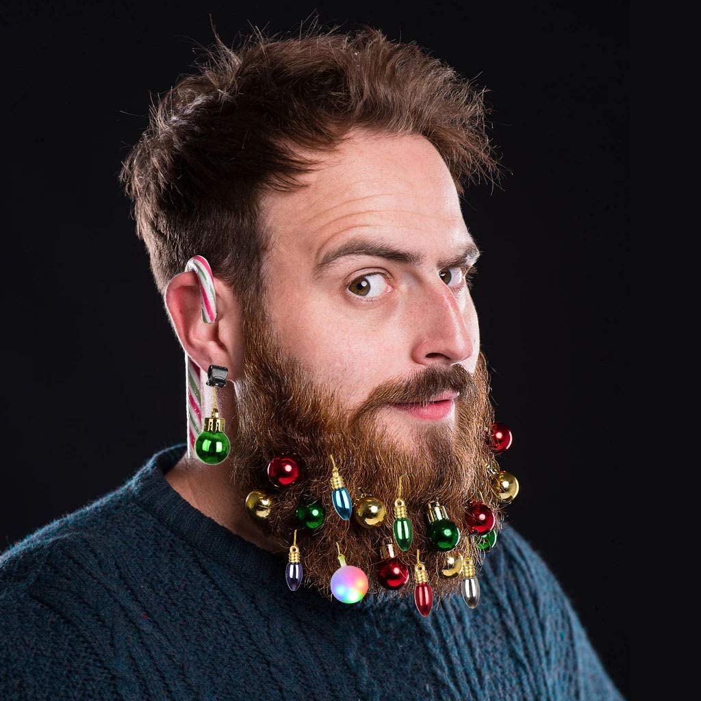 YQing 25Pcs Beard Ornaments, 7 Christmas Sounding Beard Jingle Bells, 7 ...