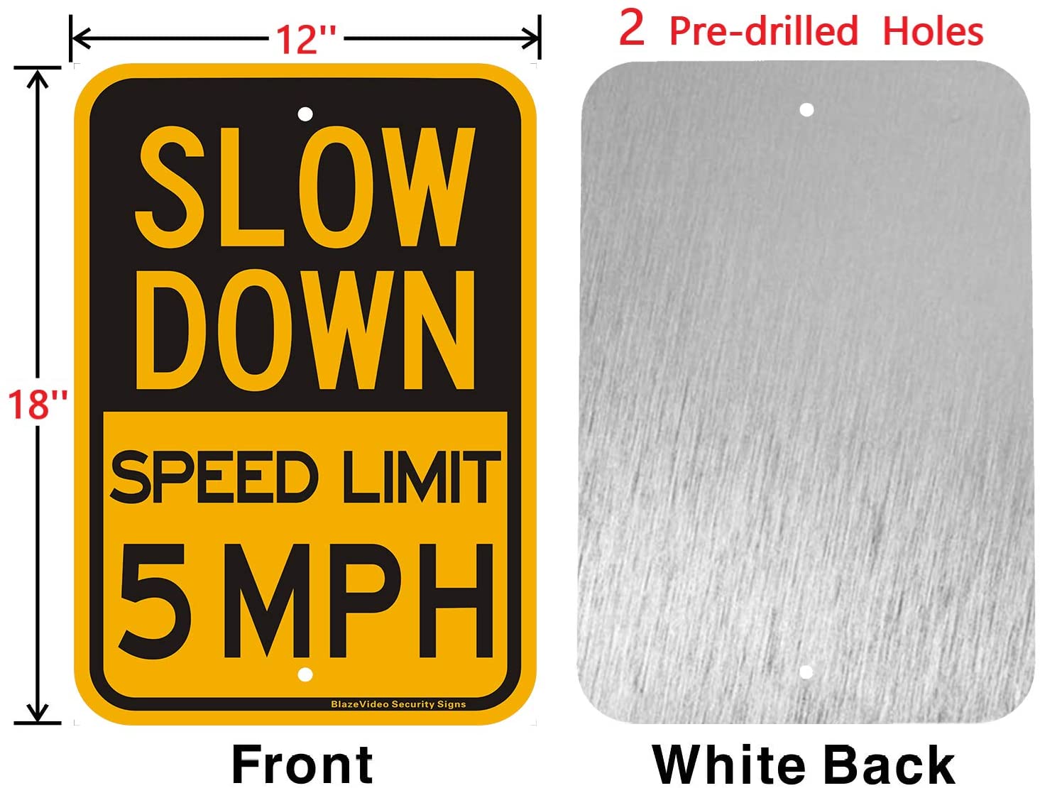 2-Pack Slow Down Signs Slowly Drive Sign Speed Limit 10 MPH Sign for ...