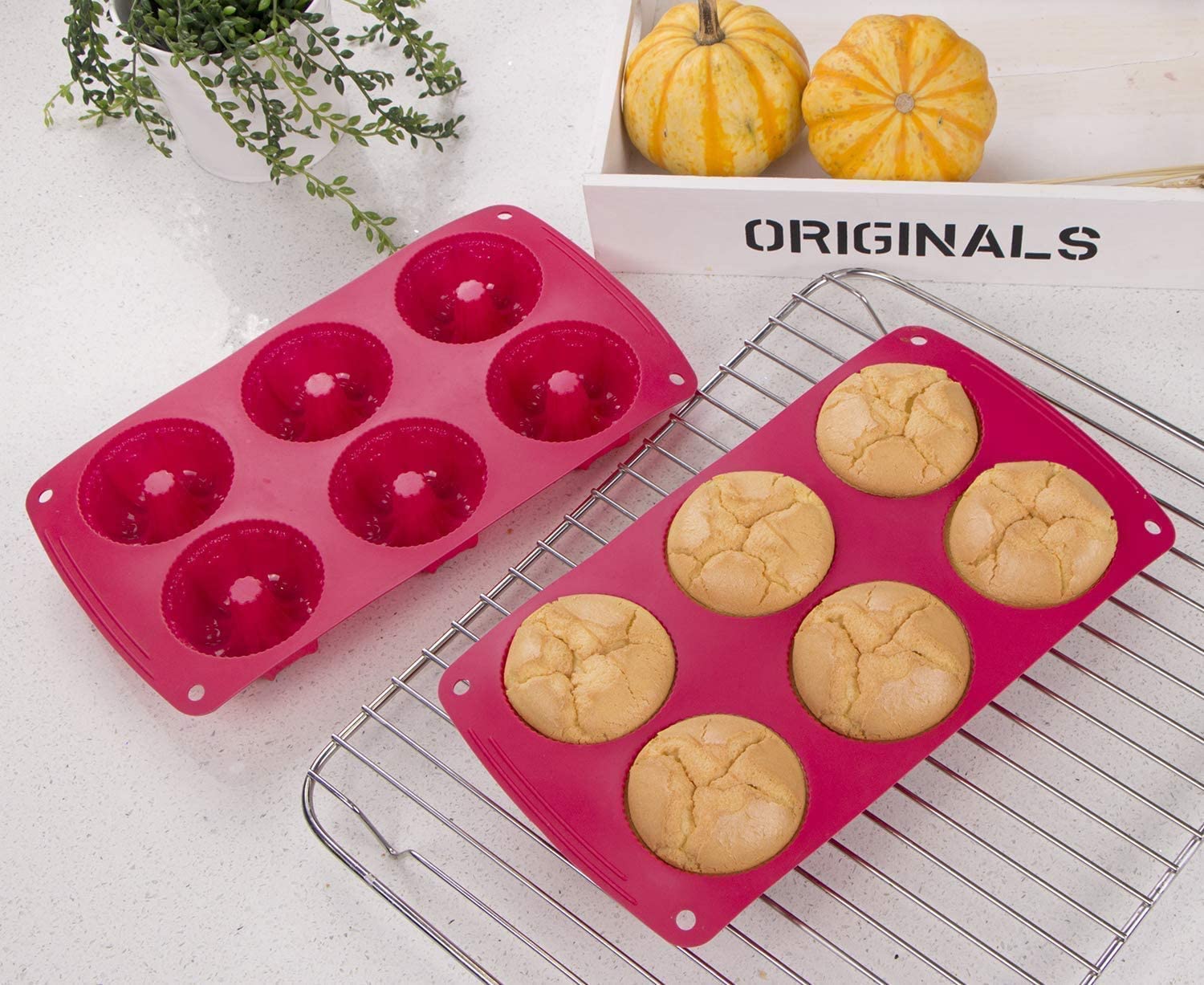 Mini Ring Cake Tin Silicone Cake Moulds Non-Stick Fluted Tube Cake Pan ...