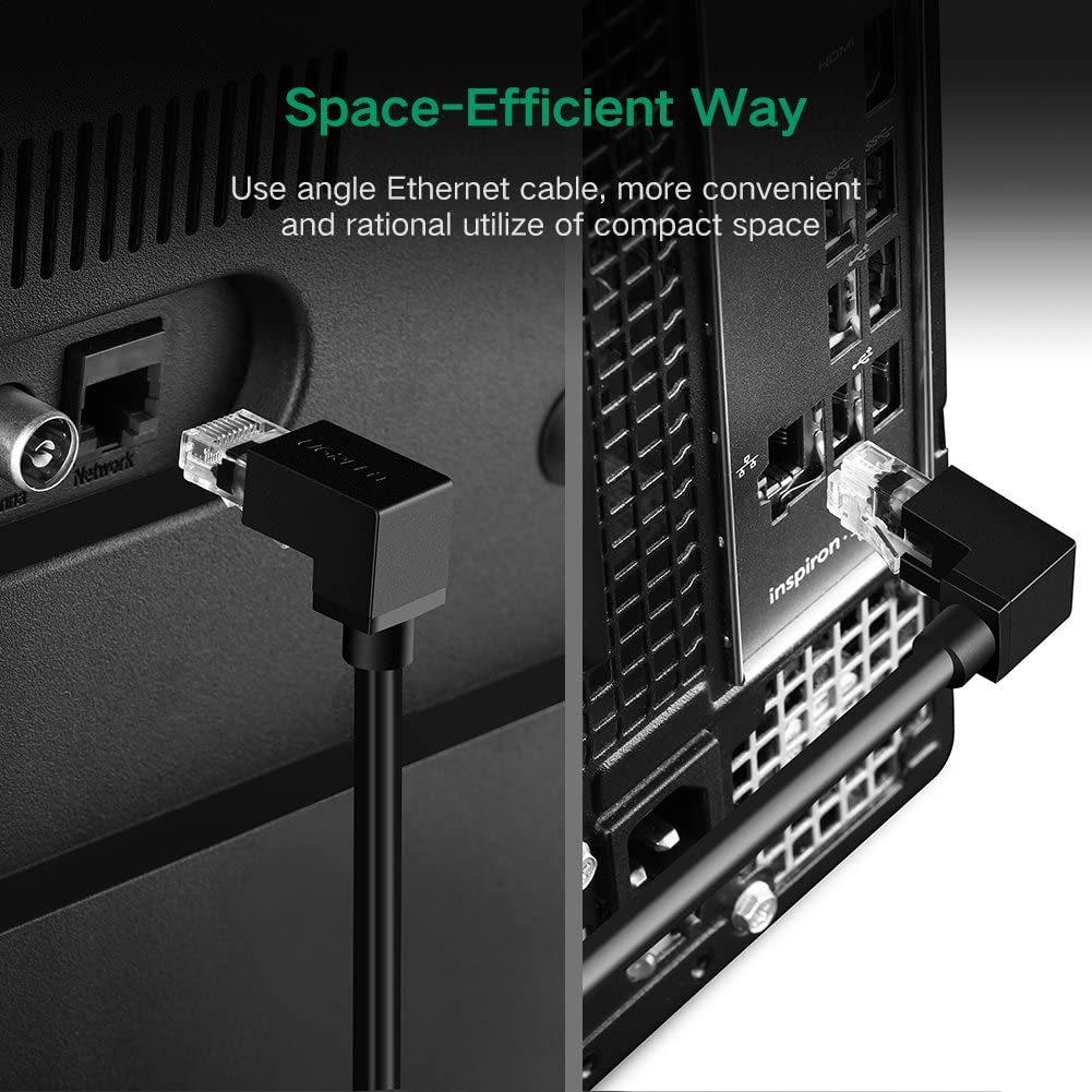 UGREEN Angled Cat6 Cable, 90 Degree Ethernet Cable, Straight to Right ...