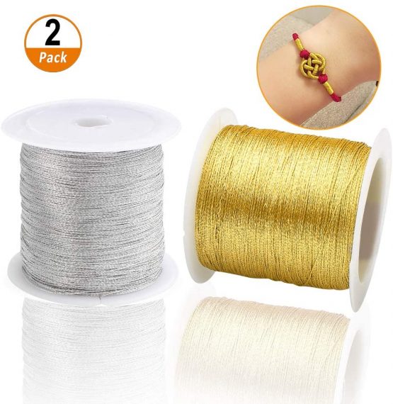 2Rolls Metallic Cords Metallic Tinsel Cord Rope Non Stretch Metallic ...