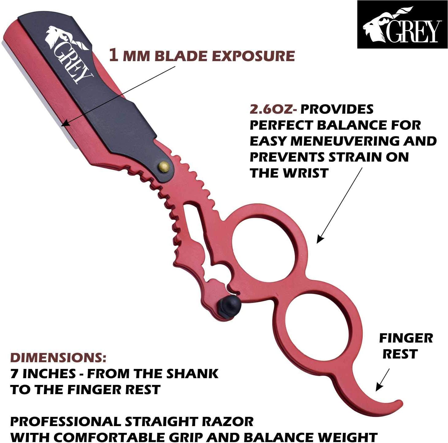 Straight Edge Razor | Cut Throat Razor by GREY | Double Finger Ring Red ...