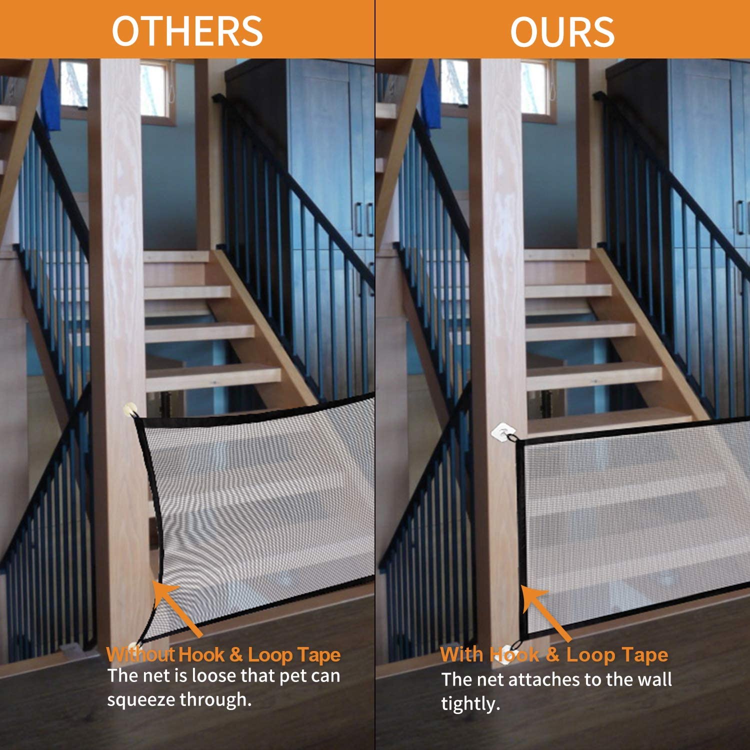 Magic Gate for Dogs Updated Chew-Proof Mesh Net Dog Gate with Sticky ...