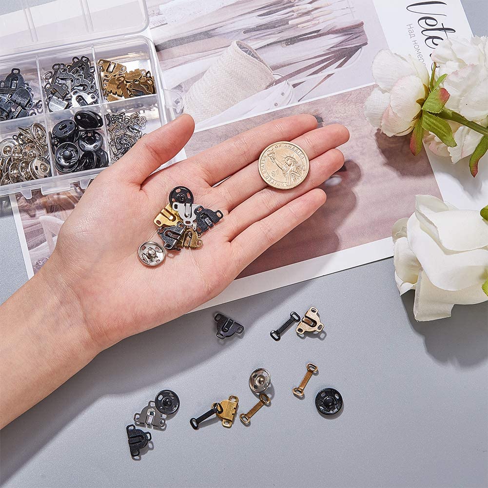 NBEADS 90 Pairs Fasteners Kits, 3 Styles Garment Sewing Hooks and Eye ...