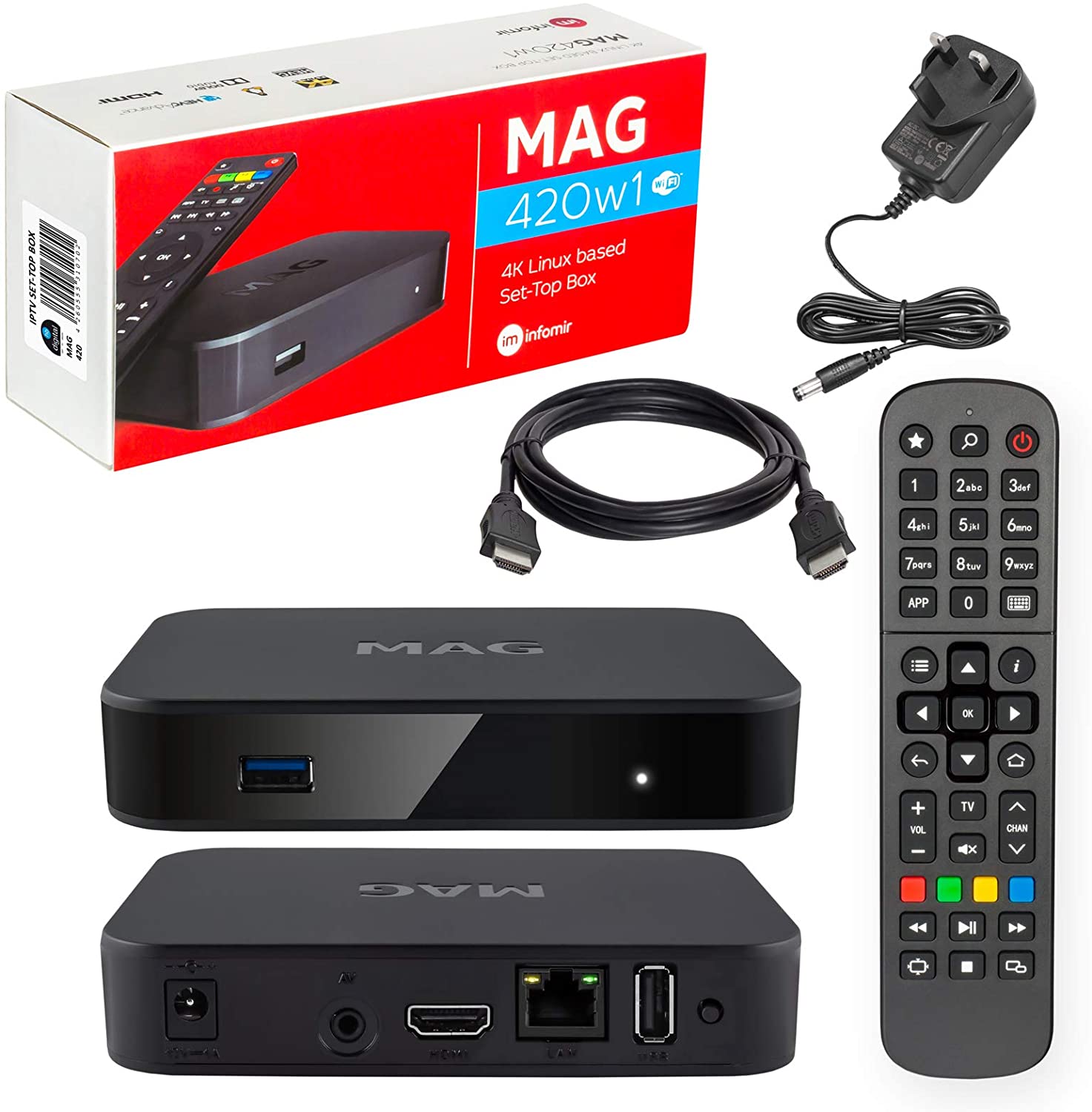 MAG 420 Original Infomir & HB-DIGITAL 4K IPTV Set TOP Box Multimedia ...