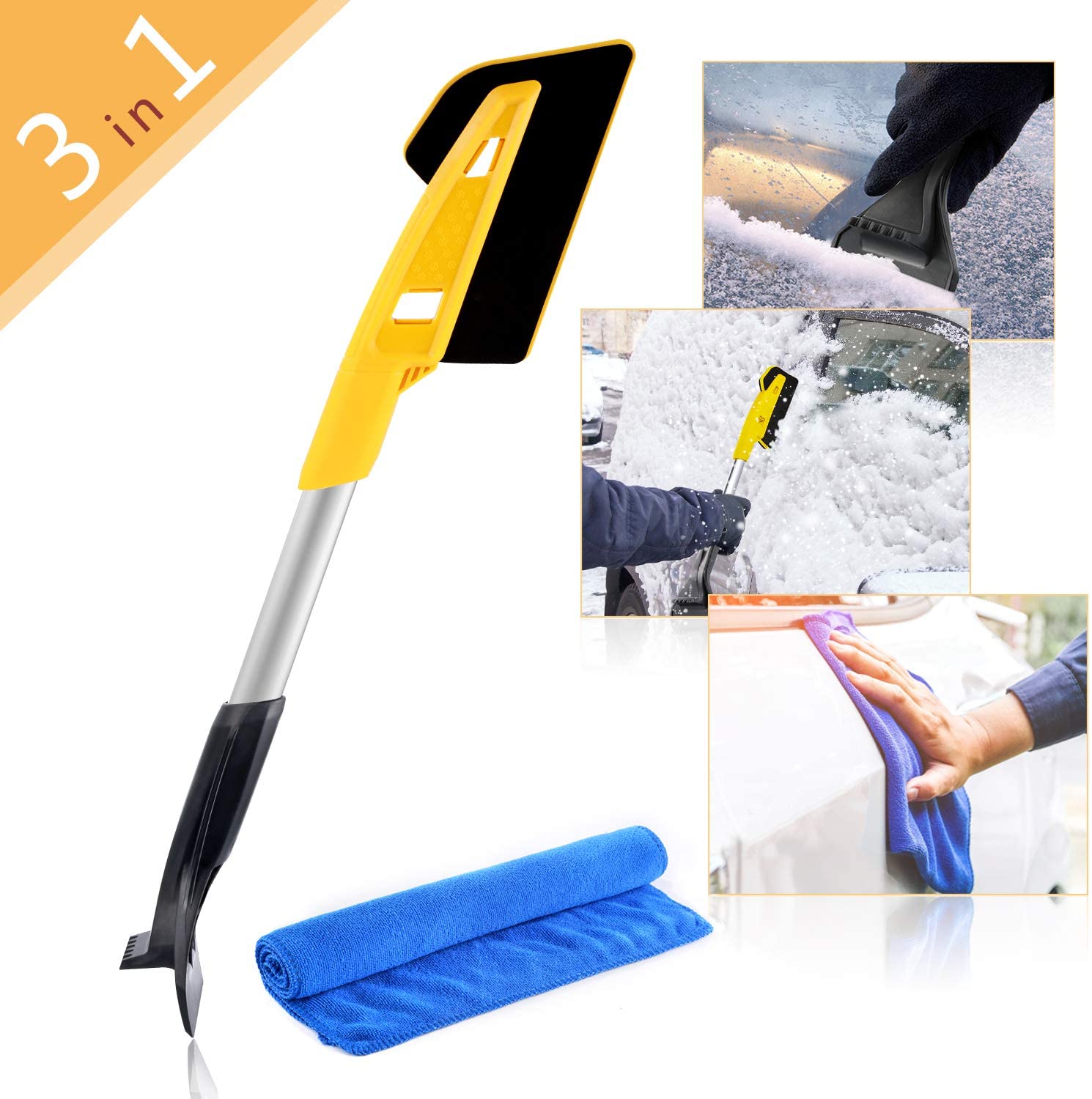 DazSpirit Ice Scraper for Car, Windscreen Scraper with Towel Gift Snow ...