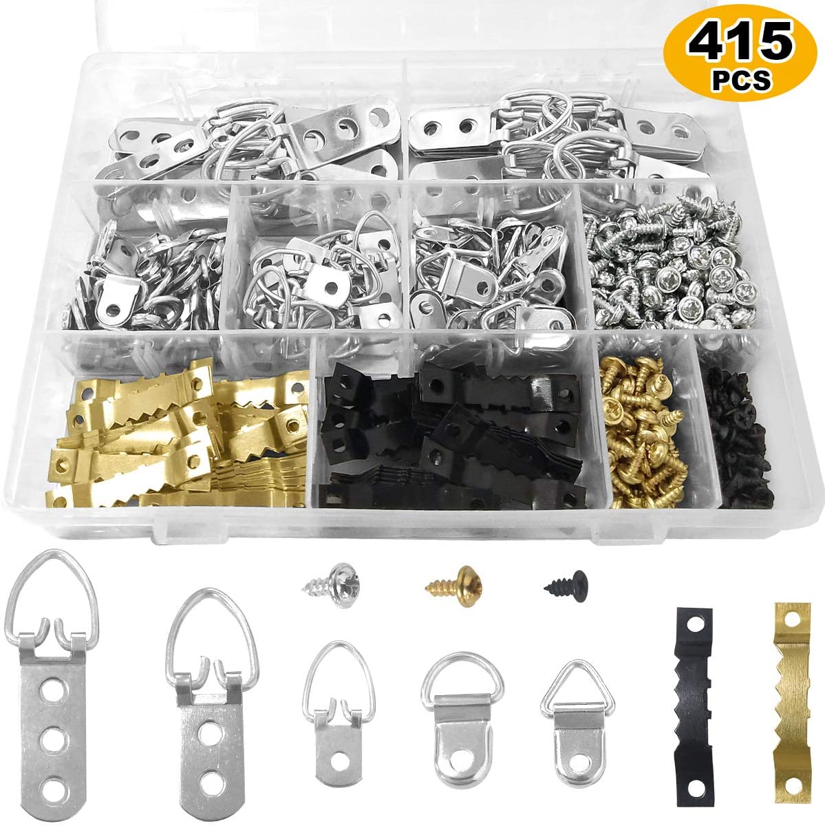415pcs Picture Hooks Sawtooth Picture Hangers Picture Hanging Kits with ...