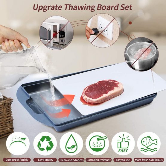 GEMITTO Defrost Board with Drip Tray, Anti-fly Cover Thawing Frozen ...