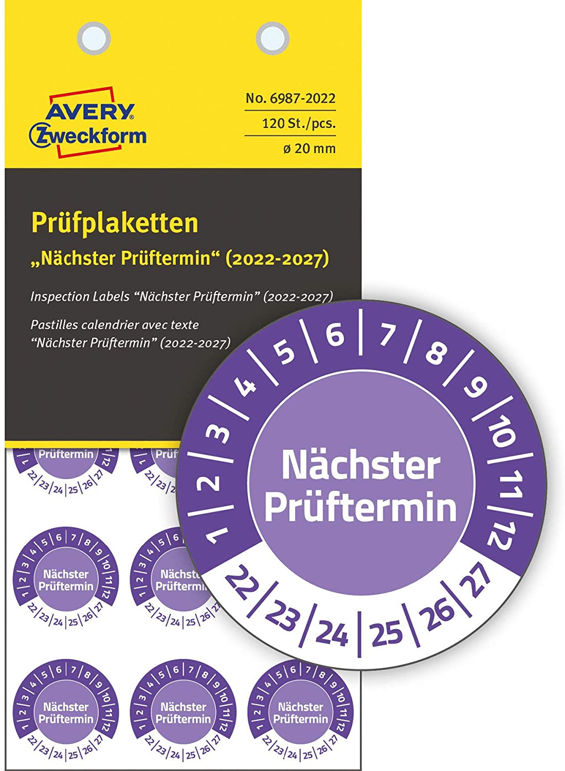 AVERY Zweckform 6987-2022 Test Badges Next Test Date 2022-2027 (Durable ...