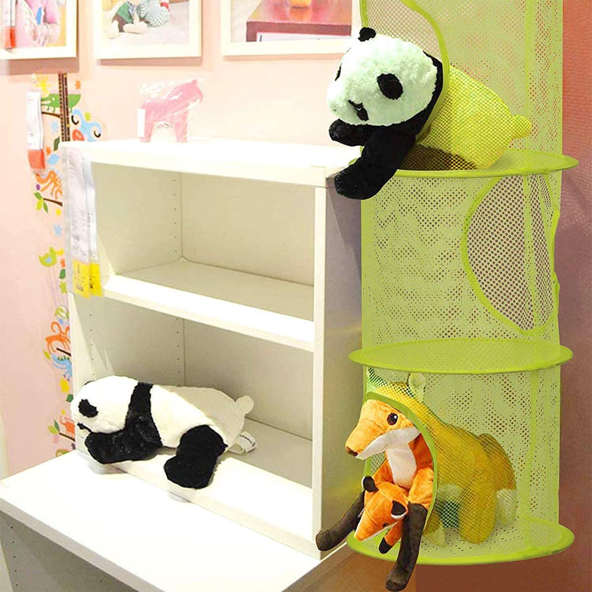 mengger Hanging Mesh toy storage Basket holder Small Toy Box Organizer ...