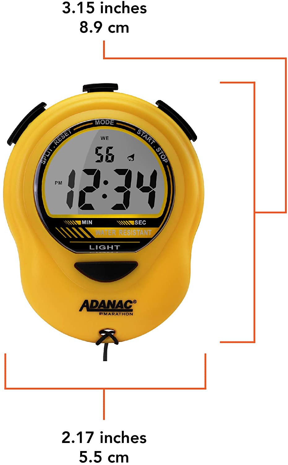 MARATHON ST083013RD Adanac Digital Glow Stopwatch Timer with Extra ...