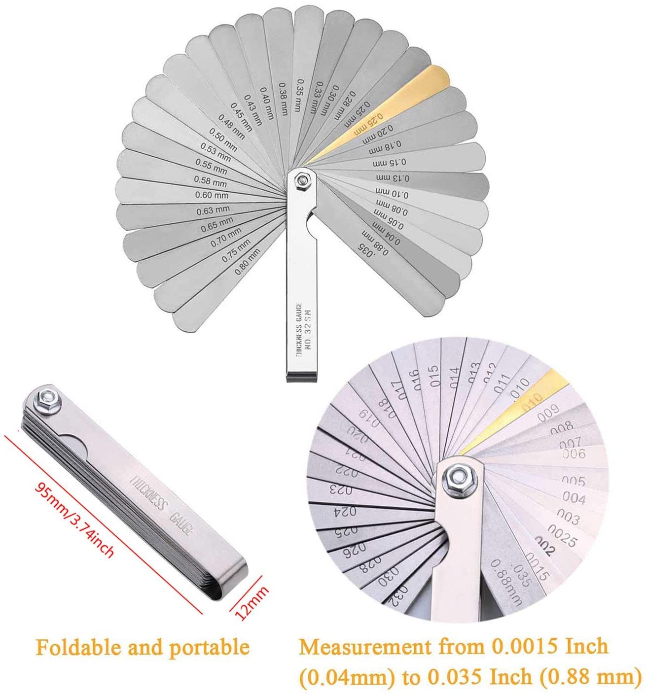 Guitar Bass Luthier Tool with 9Pcs Understring Radius Gauge, 32 Blades ...