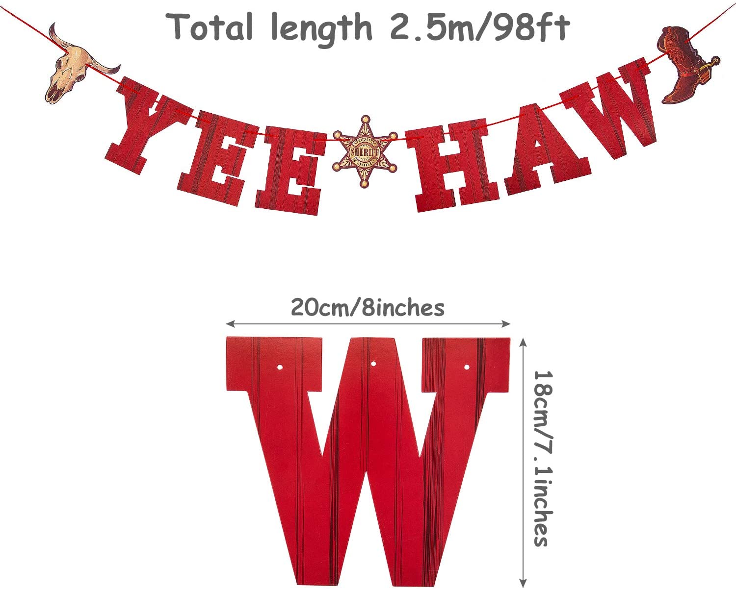 Cowboy Party Decoration Kit – Cowboy Yee Haw Garland Banner, Hanging ...