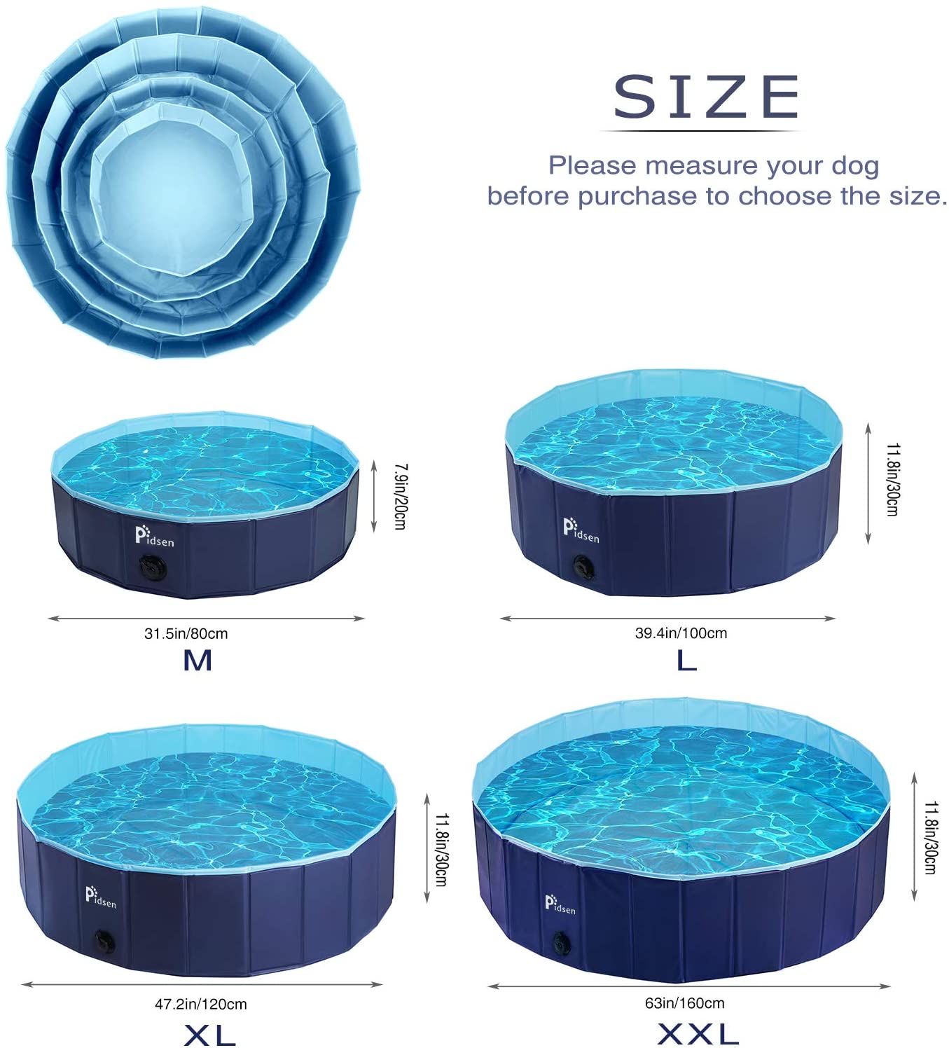 Pidsen Foldable Dogs Cats Padding Pool Pet Bathing Tub Bathtub Wash Tub ...