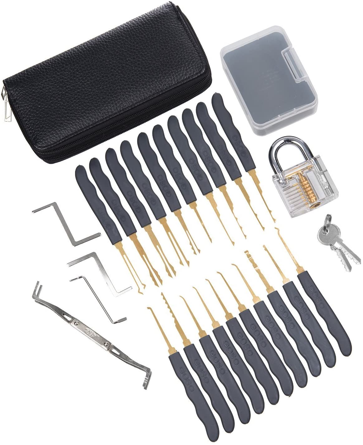 SpyTech 24 Piece Lock Pick Extractor Set with Transparent Padlock for ...