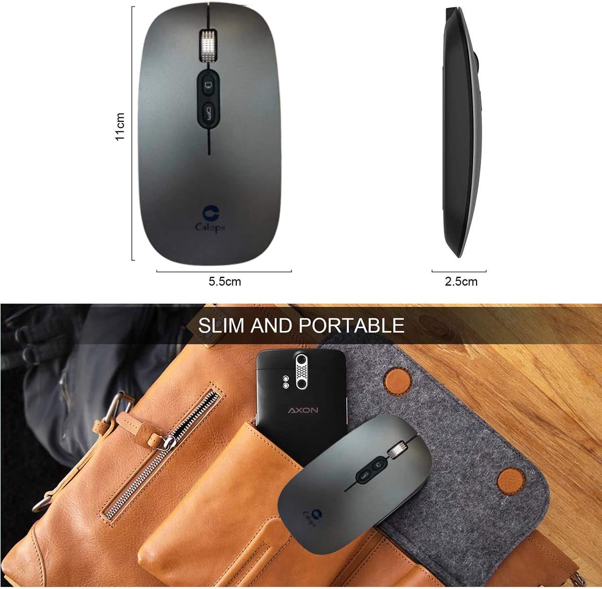 Wireless Silent Mouse,USB Laptop PC Cordless Mouse Rechargeable Slim ...