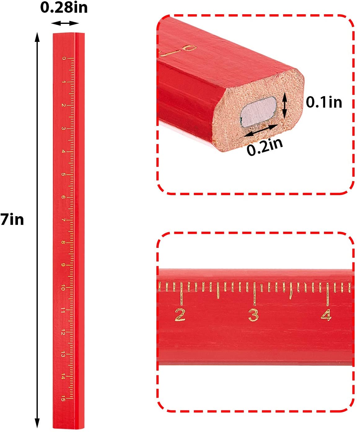 20 Pieces Flat Wood Carpenter Pencil Wood Cased Pencil Construction ...