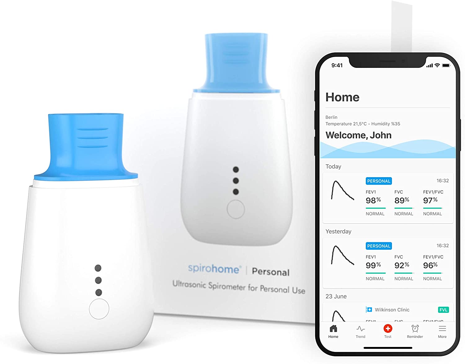 Spirohome Personal Spirometer, World’s First Personal Ultrasonic ...