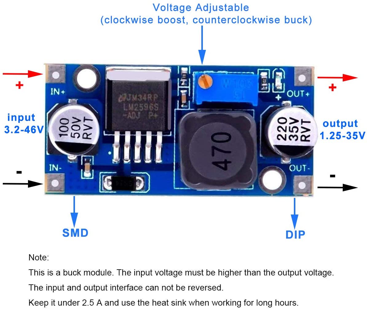 Seamuing 10pcs LM2596 DC-DC Buck Converter Step Down Module High Efficiency Voltage Regulator 3. ...