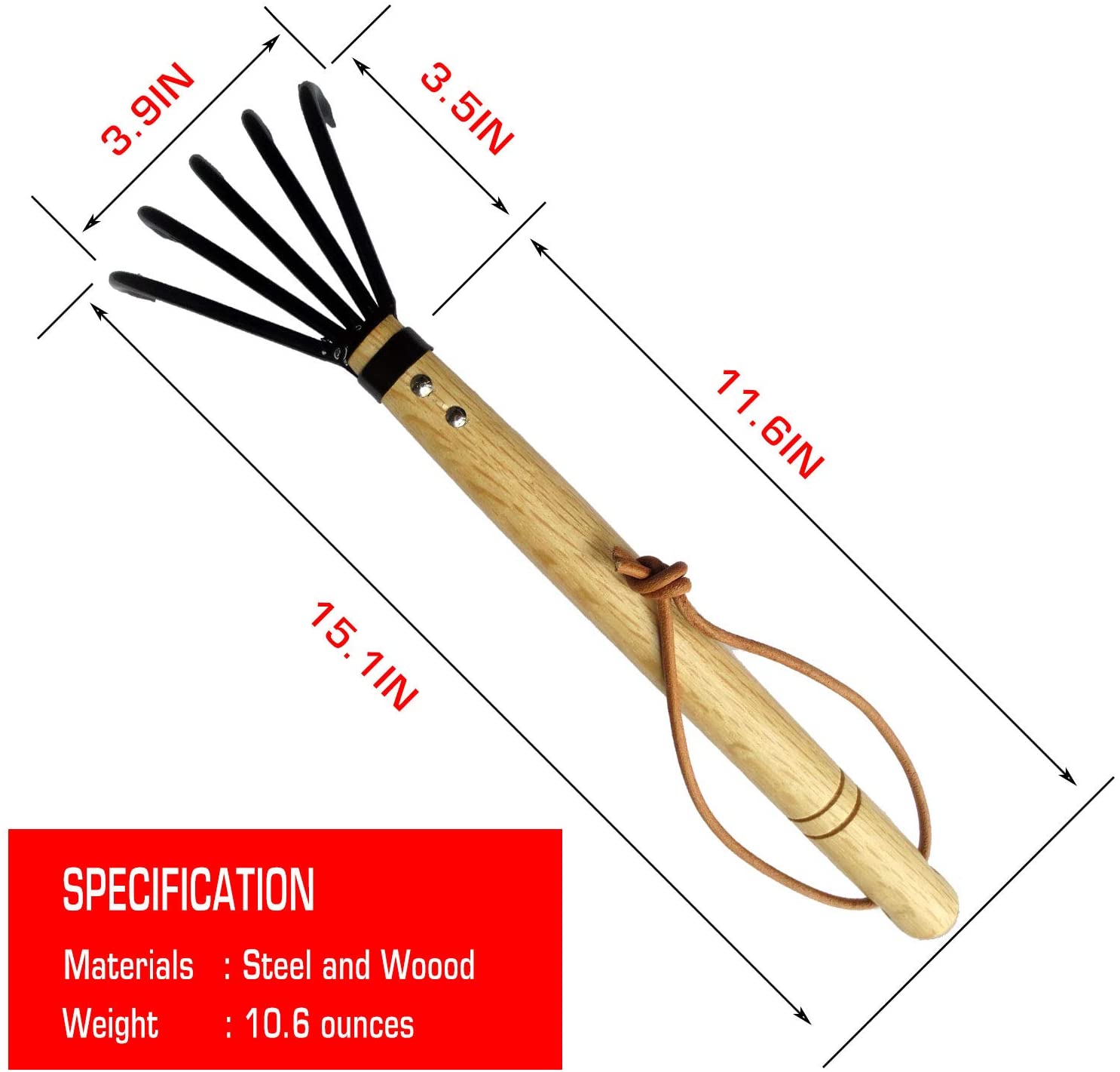 Hand Rake,Portable Digging Tool Mini Steel Rake For Garden ...