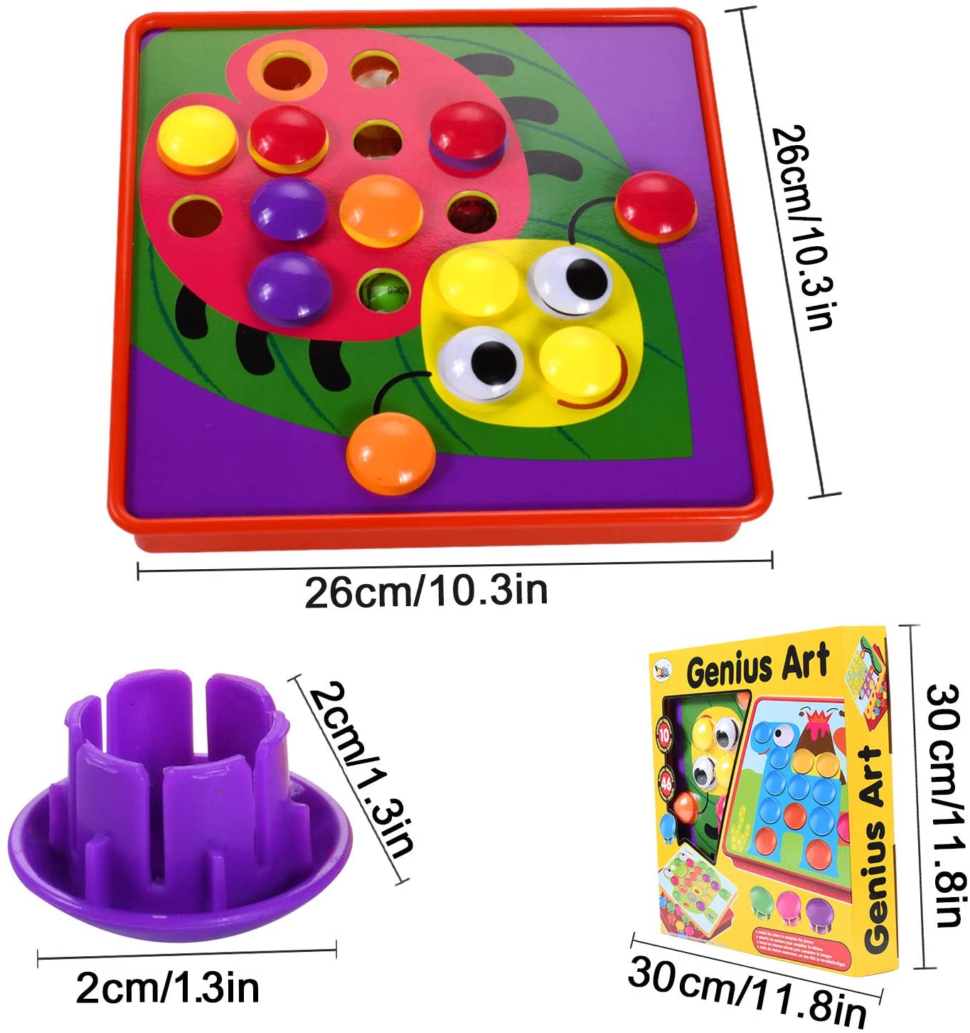 Button Art Toy for Kids, Color Matching Mosaic Pegboard, Mushroom Nails ...