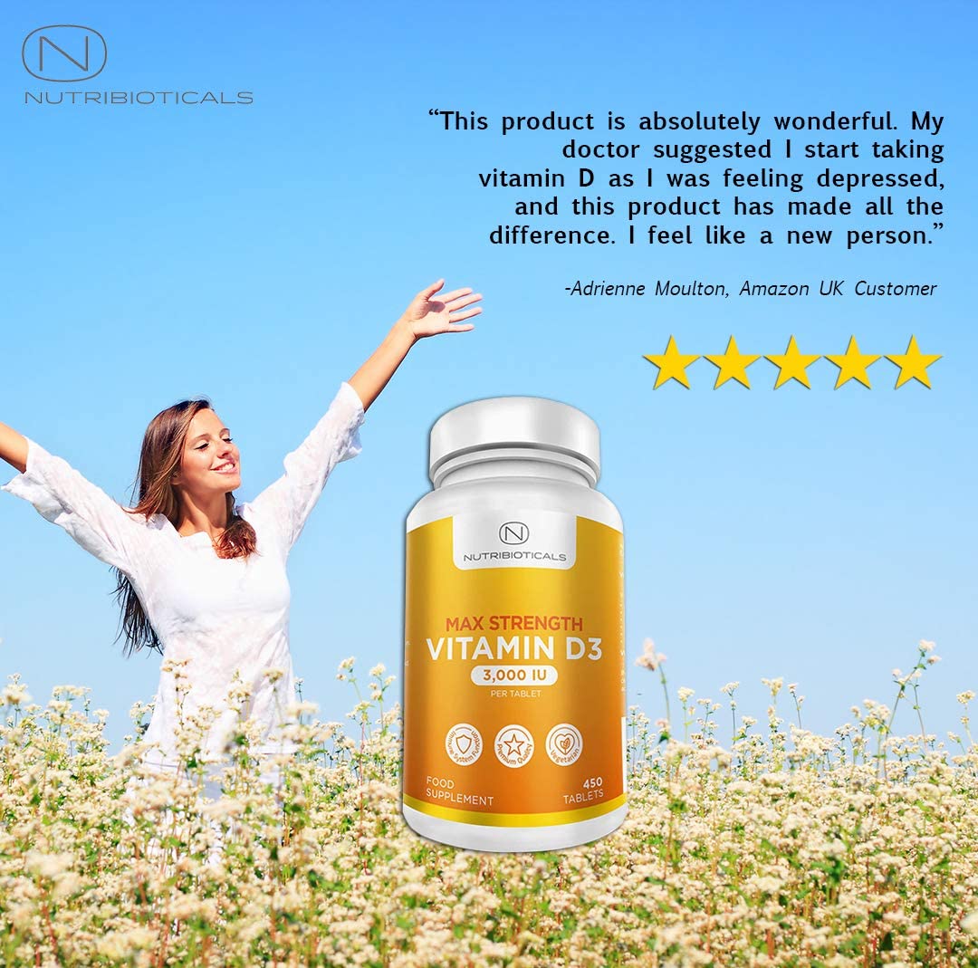 Vitamin D3 Max Strength 3000IU (75μg) per Tablet 15 Month Supply (450 ...