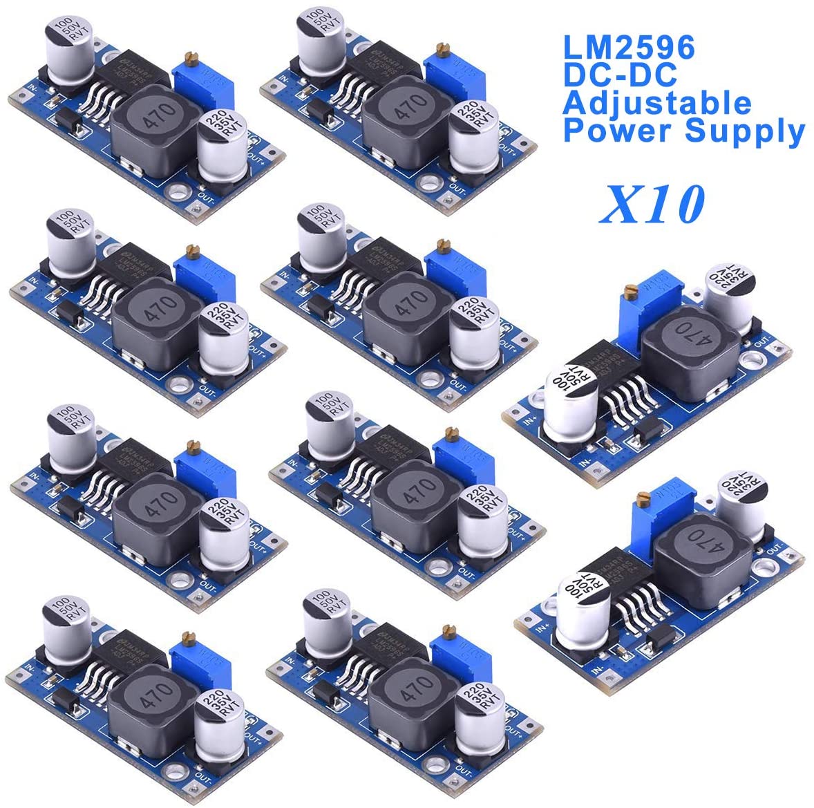 Seamuing 10pcs LM2596 DC-DC Buck Converter Step Down Module High Efficiency Voltage Regulator 3. ...