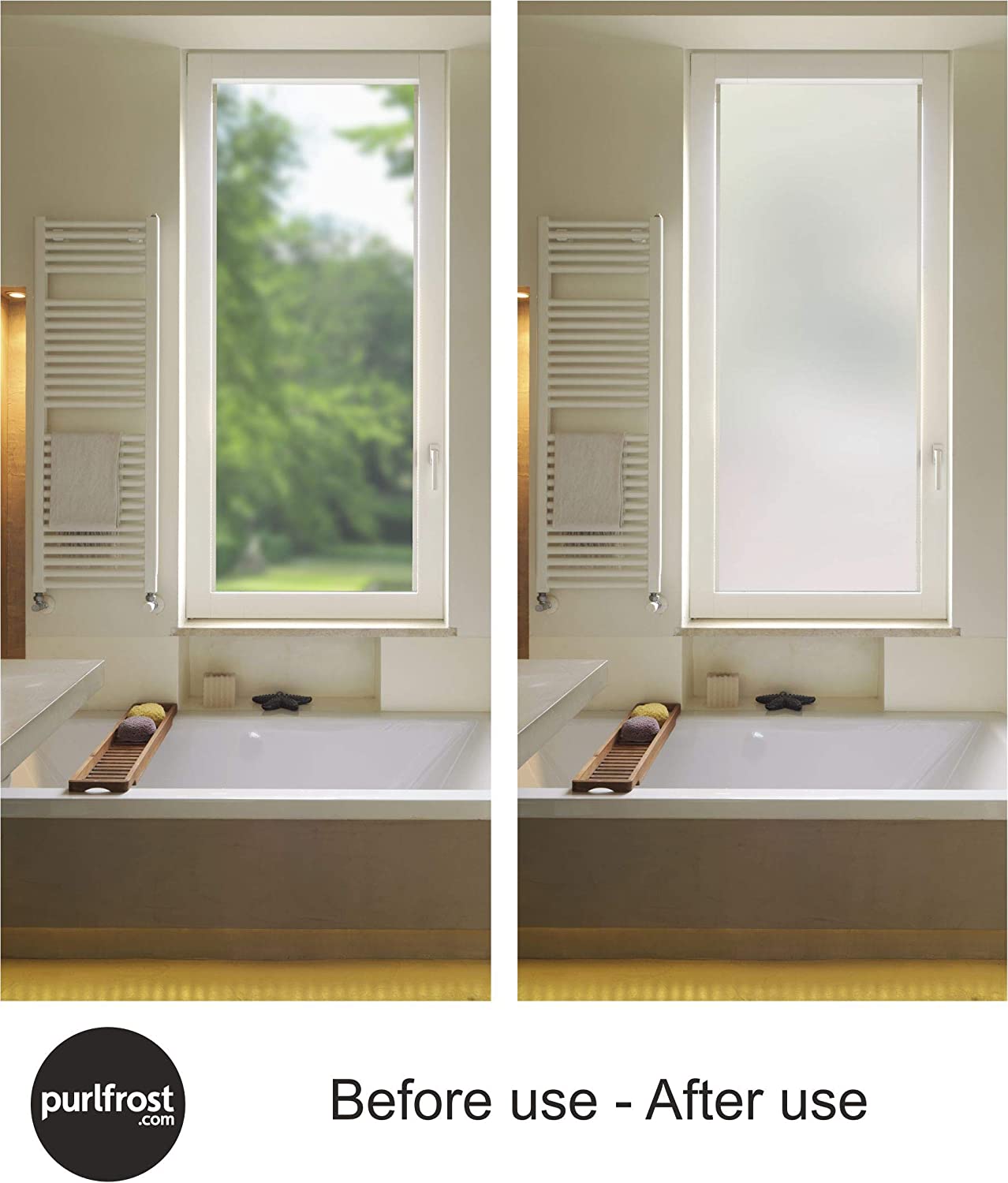 Purlfrost White Frosted Window Film Privacy 2m x 1m, Frosted Glass Film ...