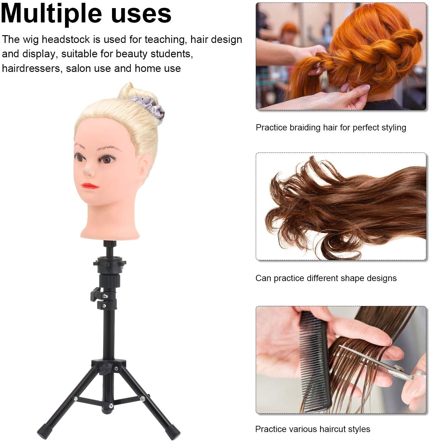 Anself Tripod Stand Holder for Training Head, Hairdressing Mannequin ...