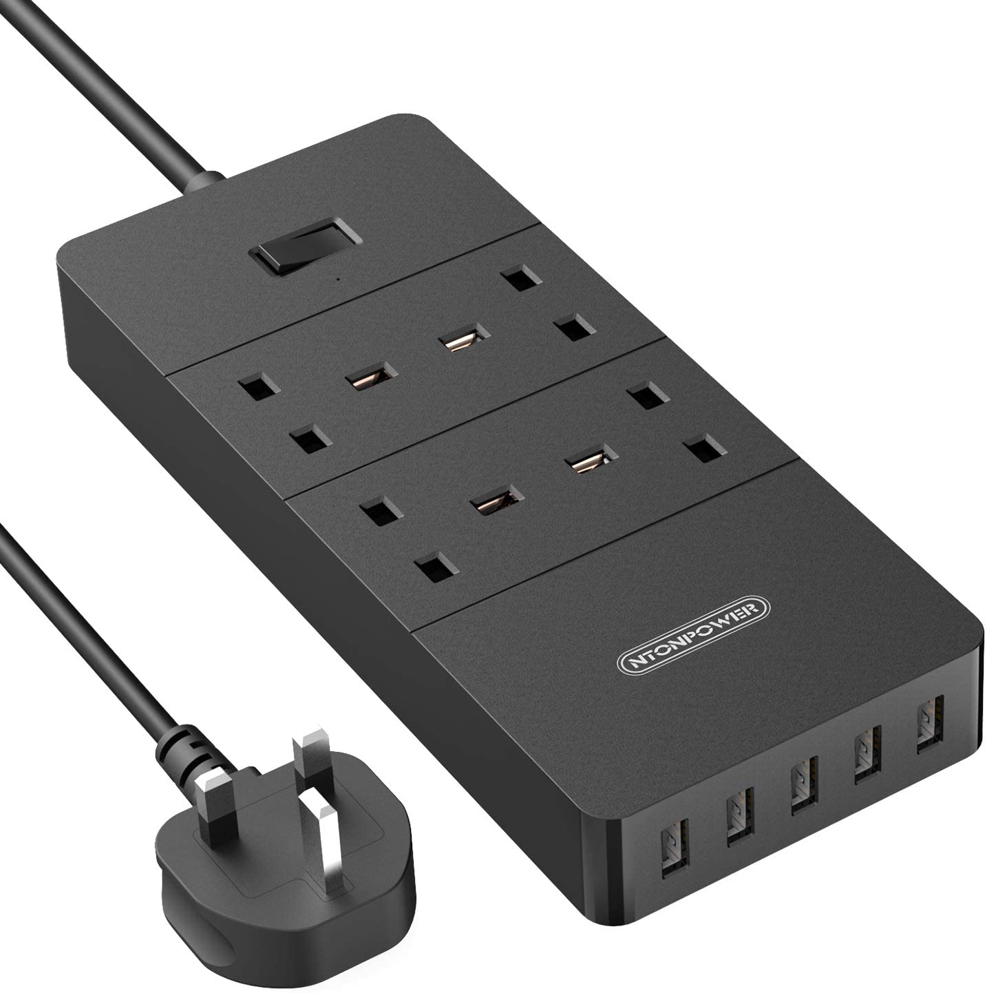 4 Way Extension Lead – NTONPOWER 5 USB Multi Socket Surge Protected ...