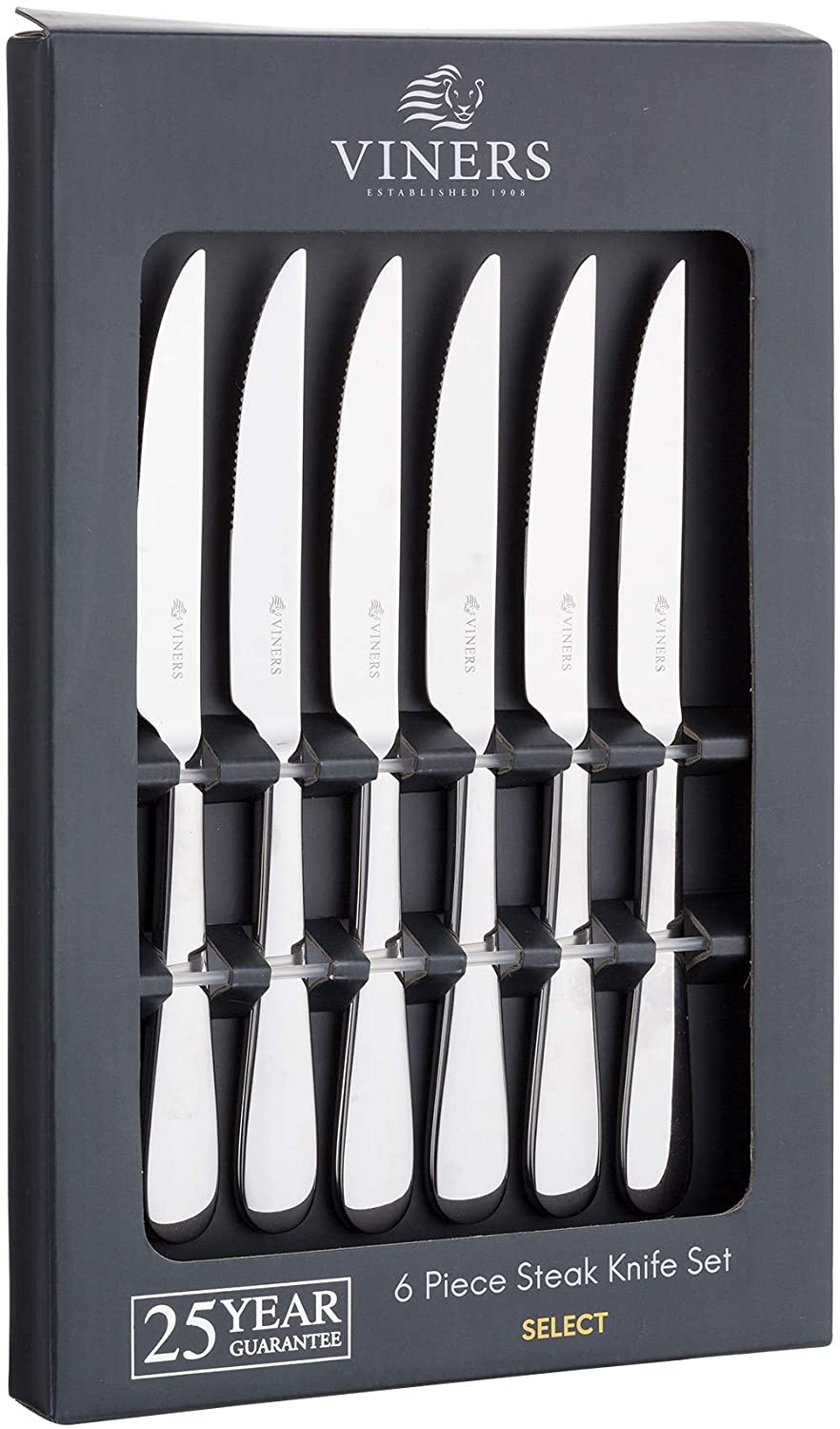 Viners Select 18.0 Stainless Steel Steak Knives, Set of 6, Silver, 6 ...