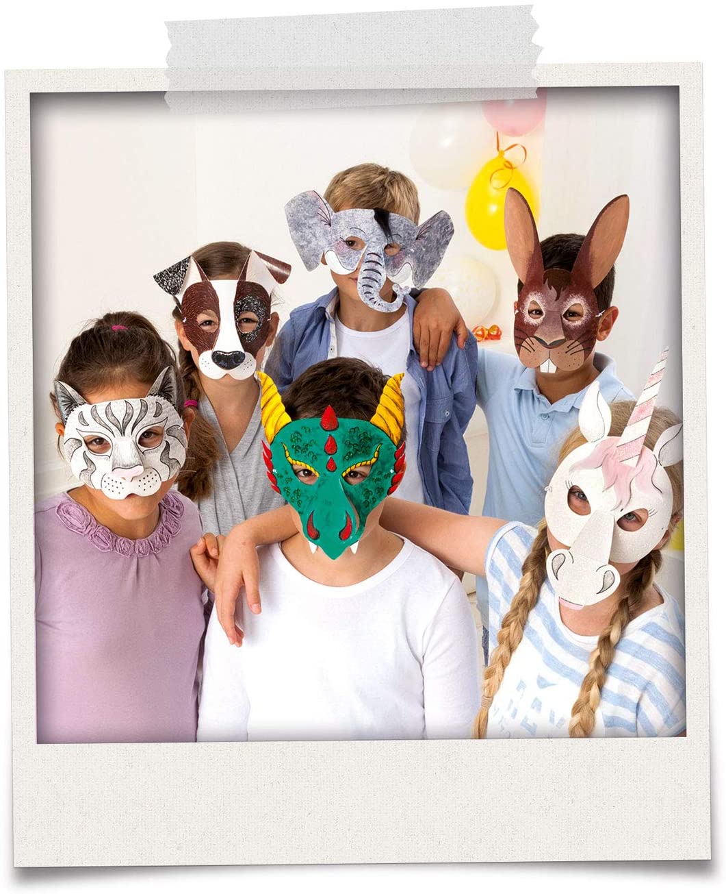 folia – Children’s masks, made of cardboard, 6 pieces, white, for ...