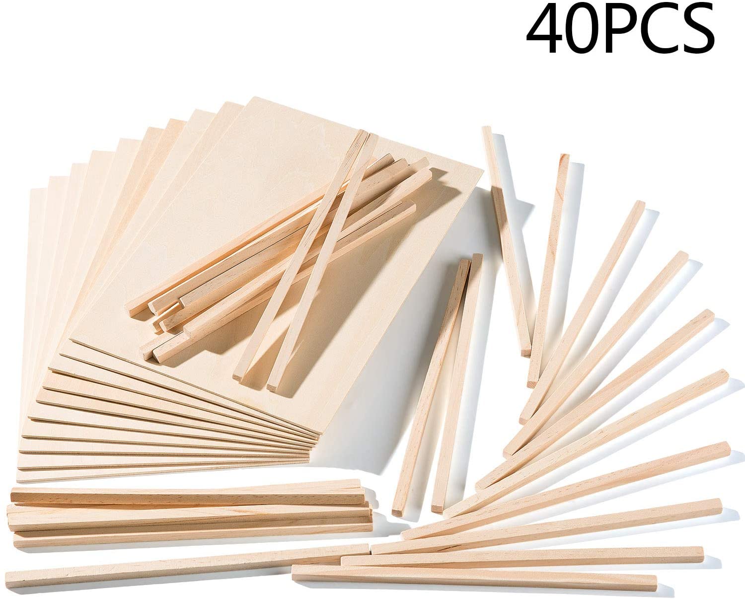 Yangbaga 10×A4 Plywood Sheets 3mm with Wooden Sticks, Suitable for DIY ...