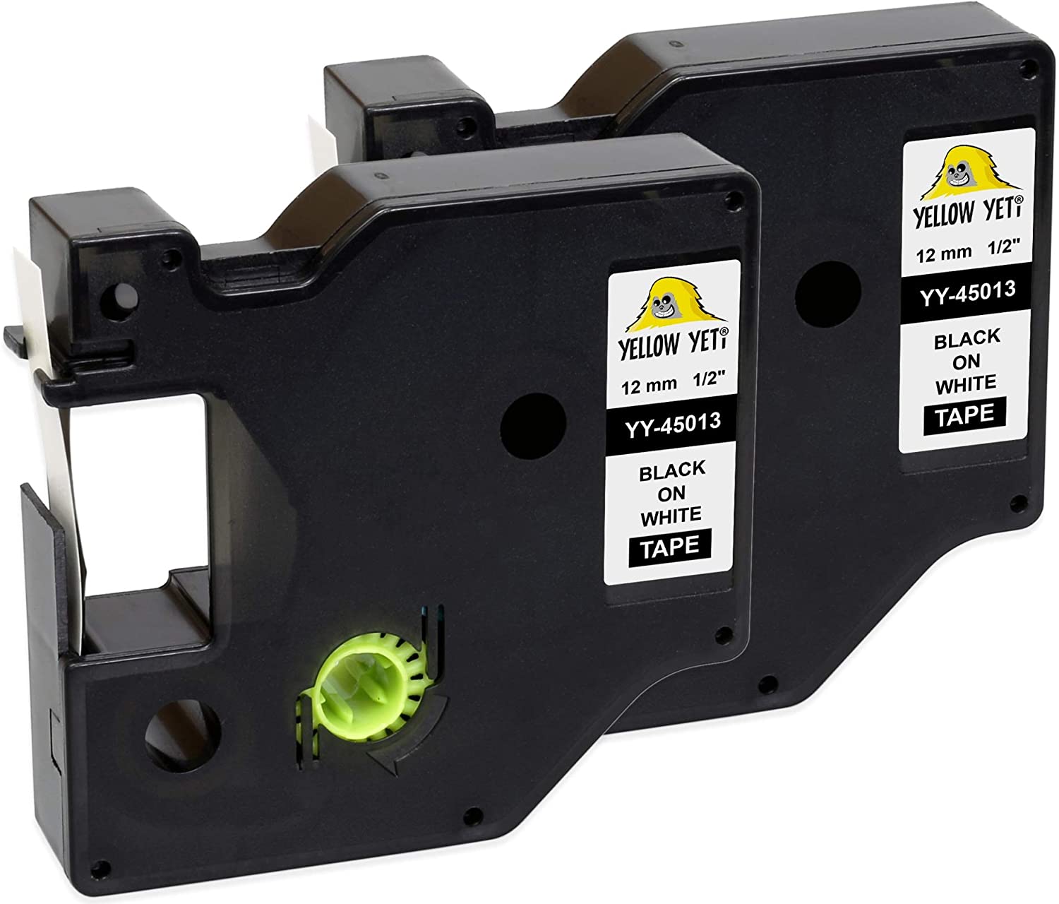 Yellow Yeti 2 Label Tapes D1 45013 S0720530 Black on White 12mm x 7m ...