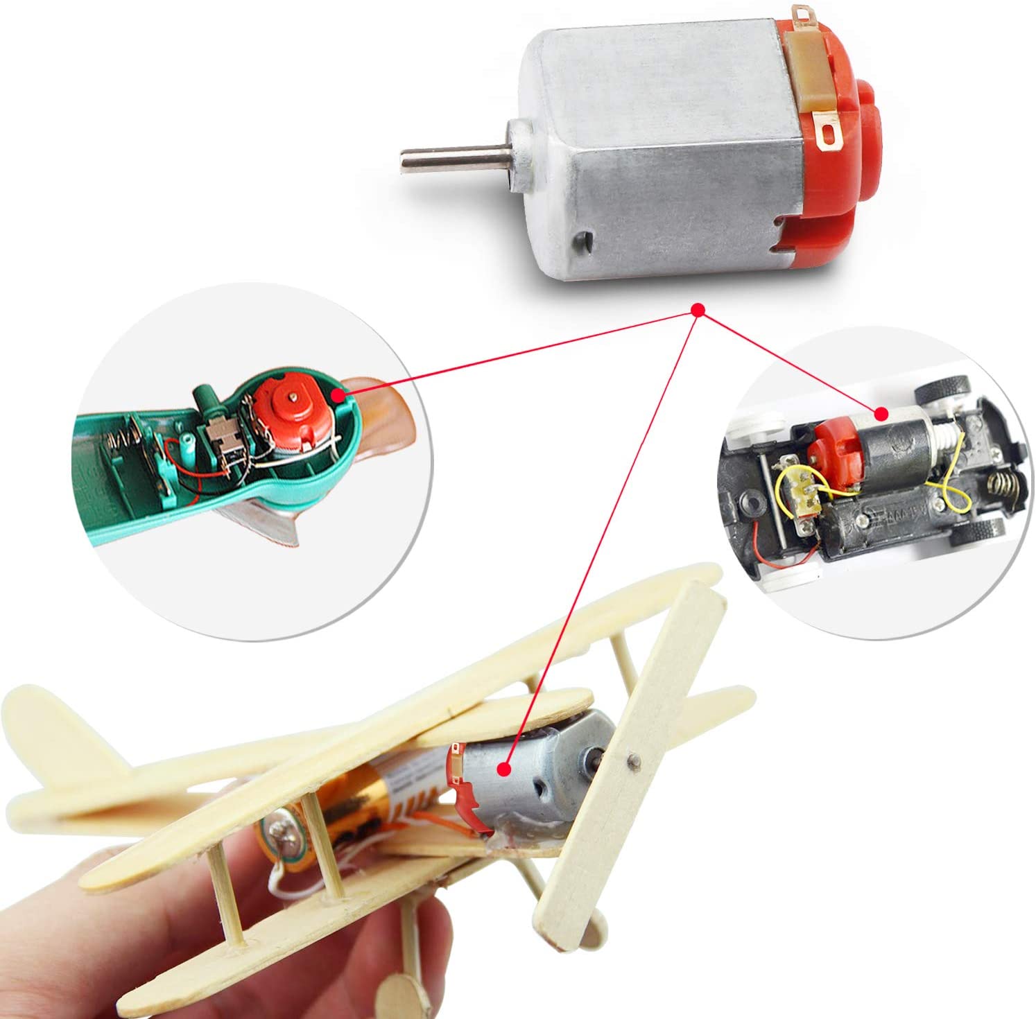 Droking 10pcs Micro 130 DC Motor, DC 3-6V 16500 RPM Cars Toys Electric ...