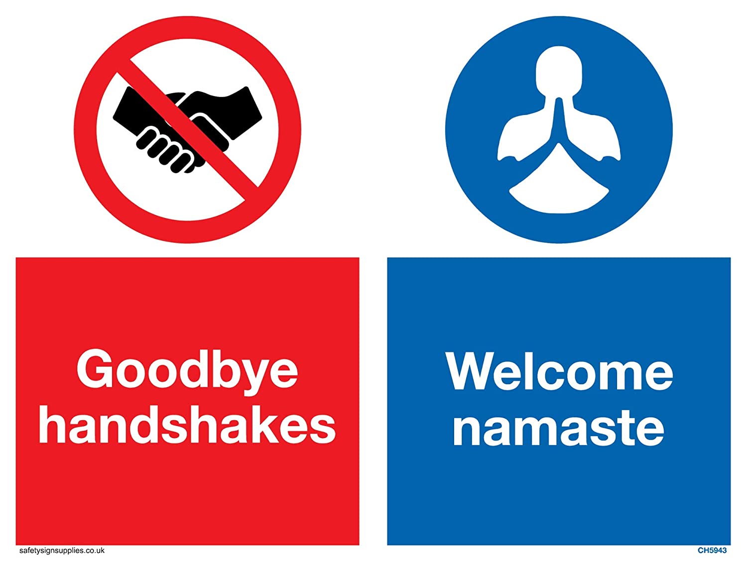 Goodbye handshakes Welcome namaste sign – Plastic Semi-rigid 1mm – BigaMart