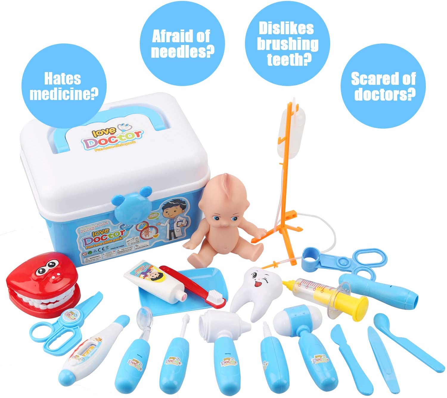 Vanplay Pretend Doctor Play Set Dentist Tool Kit Fancy Dress Dr Nurse ...