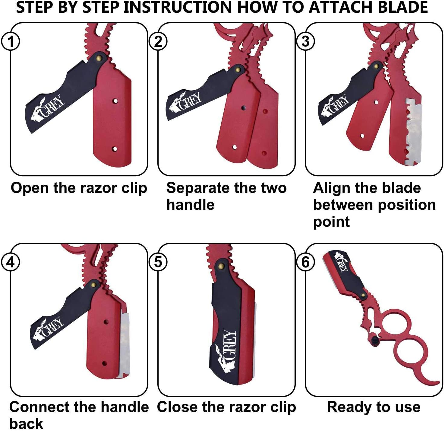 Straight Edge Razor | Cut Throat Razor by GREY | Double Finger Ring Red ...