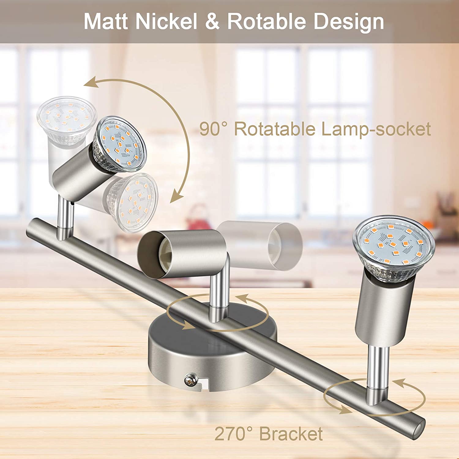 Defurhome LED Ceiling Light Rotatable, 3 Way Adjustable Modern Ceiling ...