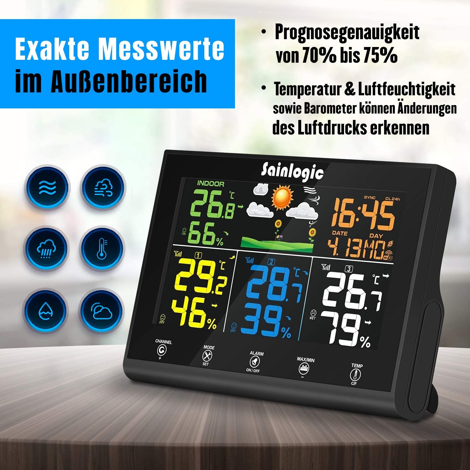 Sainlogic Wireless Weather Station with 3 Outdoor Sensors, Weather ...