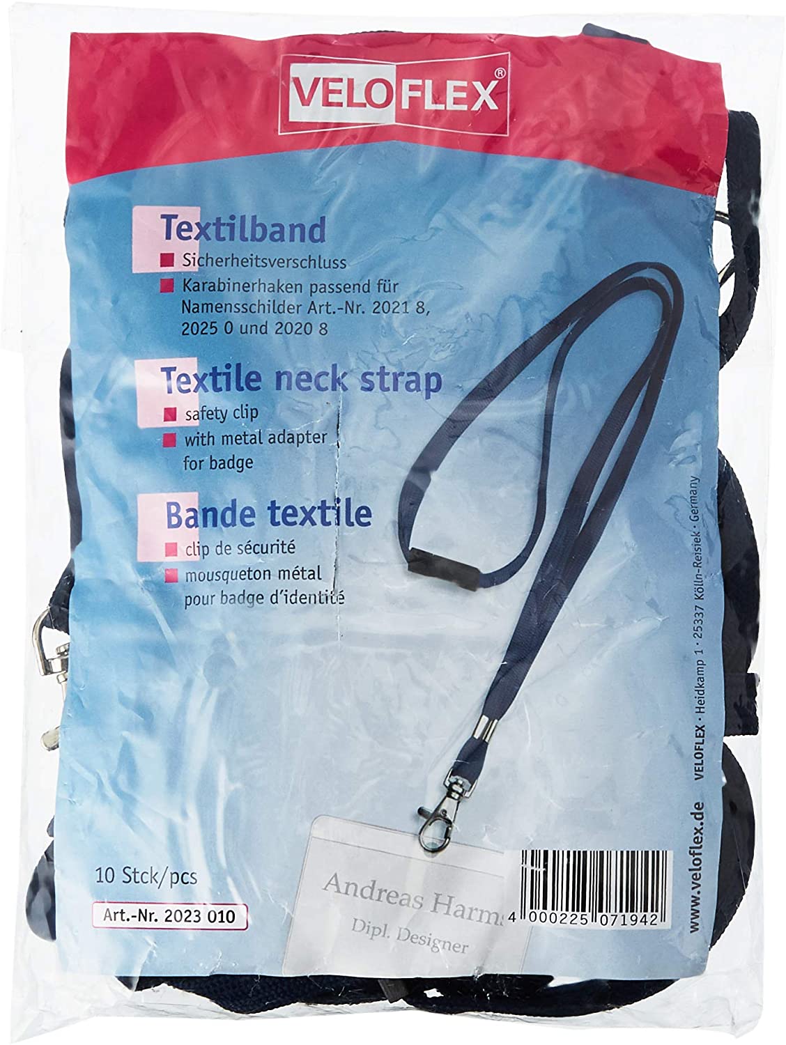 Veloflex 2023010 Lanyard with Carabiner Hook and Safety Clasp, Lanyard ...