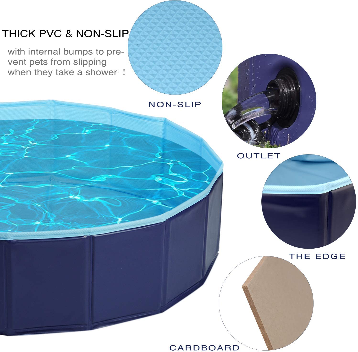 Pidsen Foldable Dogs Cats Padding Pool Pet Bathing Tub Bathtub Wash Tub ...