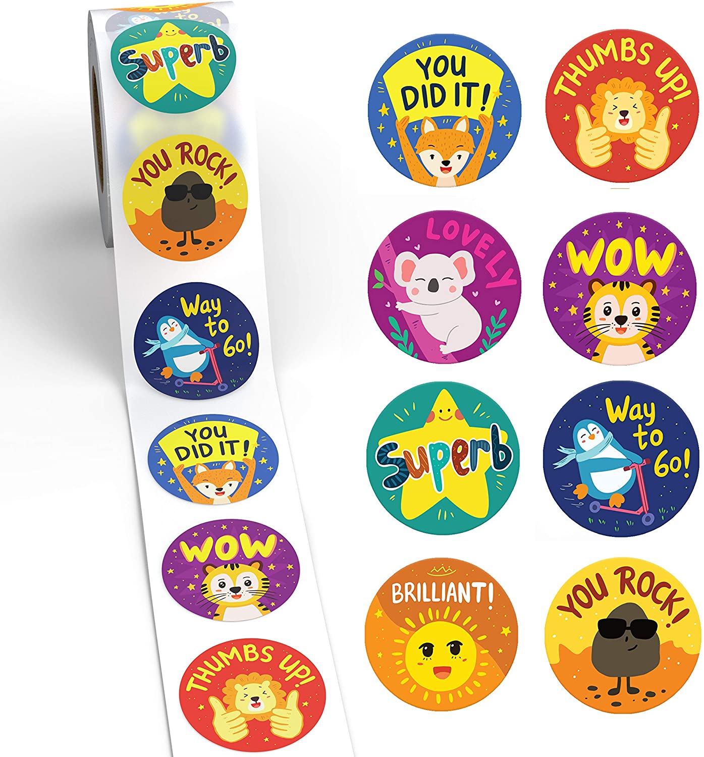 Reward Stickers for Kids by Sweetzer & Orange – 1000 Stickers, 8 ...