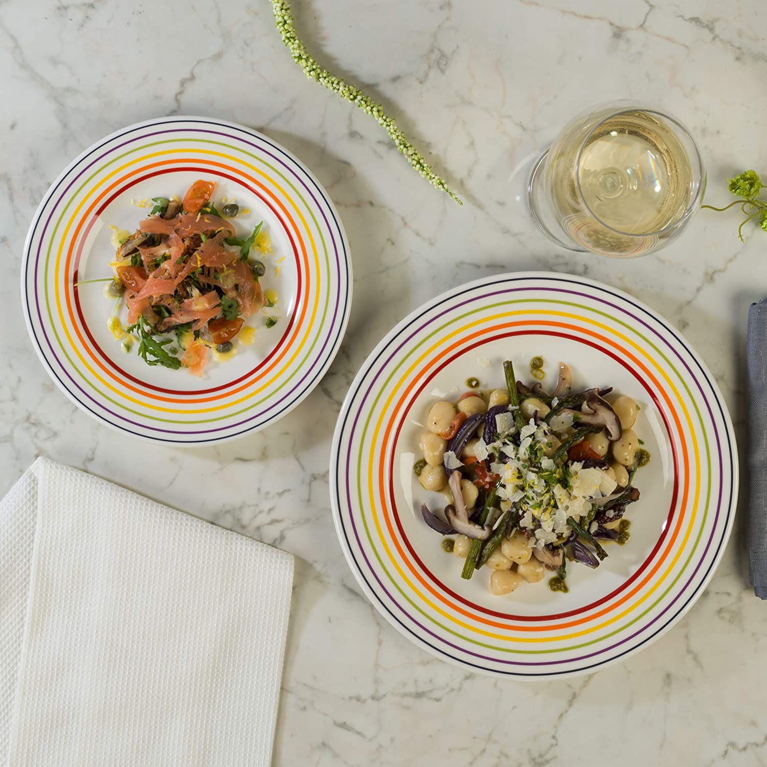 Bugatti 1109602 Rainbow Multicoloured Striped Edge Side Small Plates ...